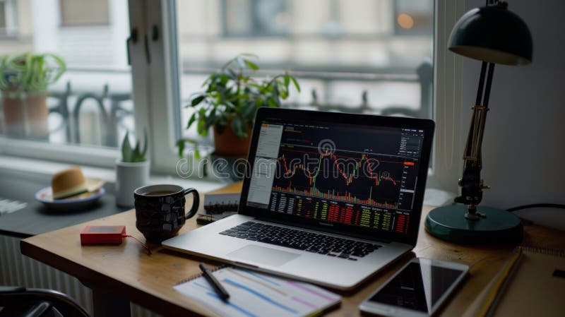 Laptop Computer on Wooden Desk Stock Image - Image of technology ...