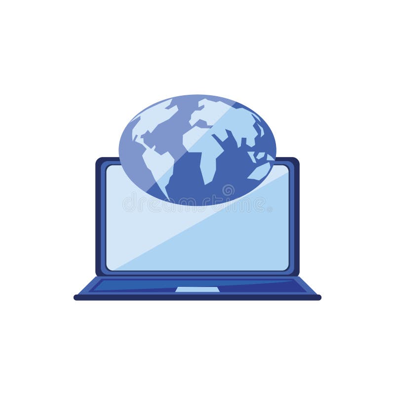 Laptop Computer with Planet Earth Stock Vector - Illustration of ...