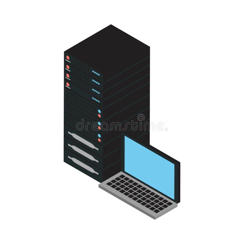 Laptop Computer Portable with Data Server Stock Vector - Illustration ...