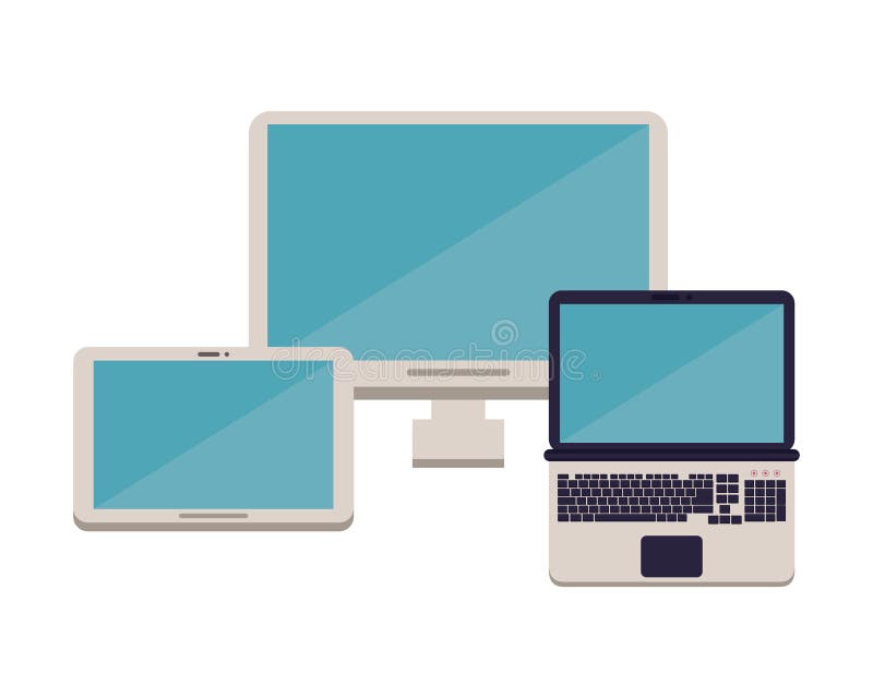 Laptop Computer Portable with Desktop and Tablet Stock Vector ...