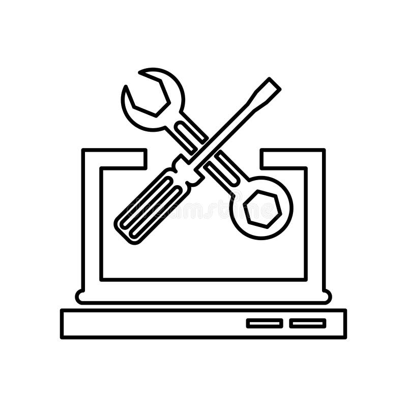 Laptop with Tools and Gears Stock Vector - Illustration of office ...