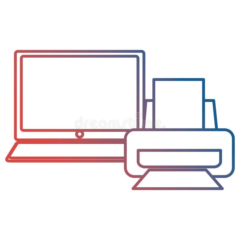 Laptop Computer with Printer Stock Illustration - Illustration of ...