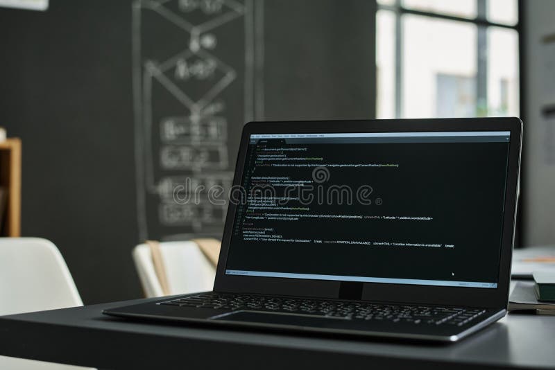 Laptop with Computer Program at Office Stock Photo - Image of table ...