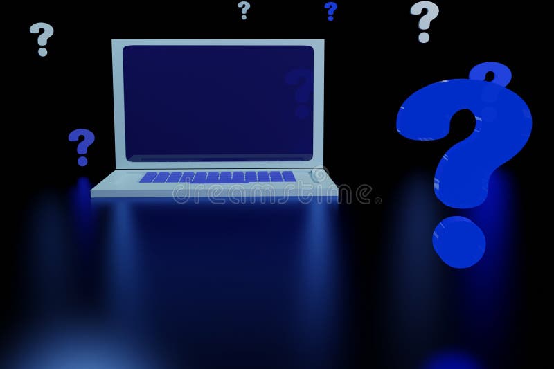 Laptop Computer and Question Marks Stock Illustration - Illustration of ...