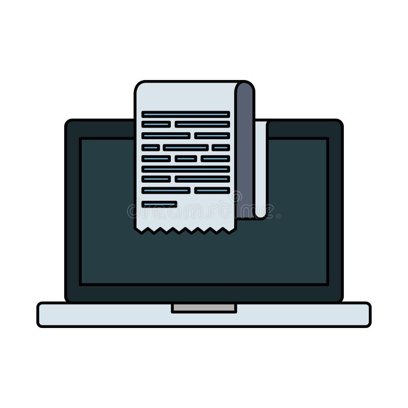 Laptop Computer with Receipt Stock Vector - Illustration of document ...