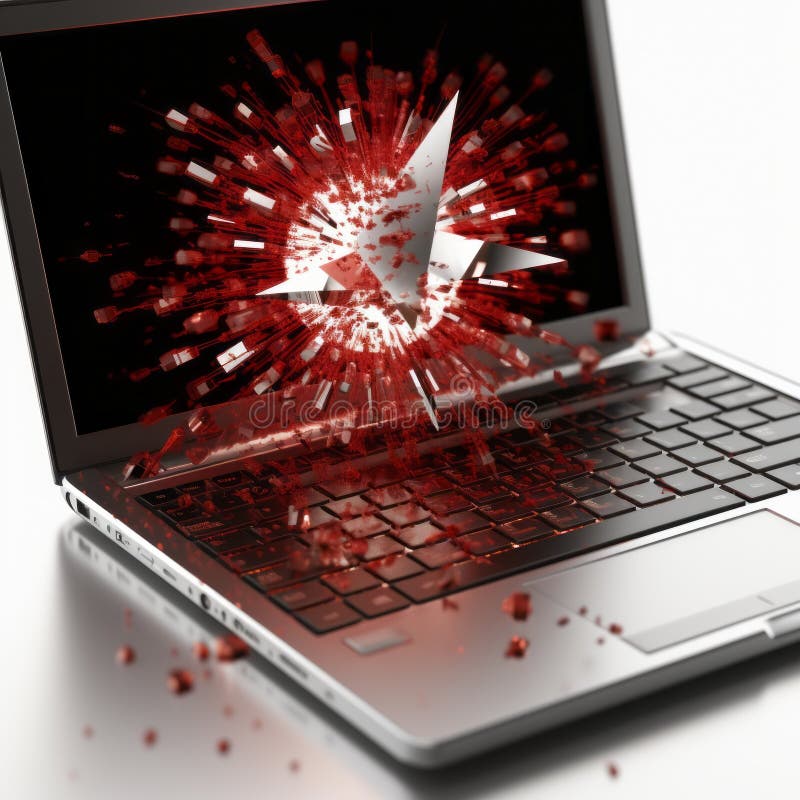 A Laptop Computer with a Red Star on the Screen Stock Illustration ...