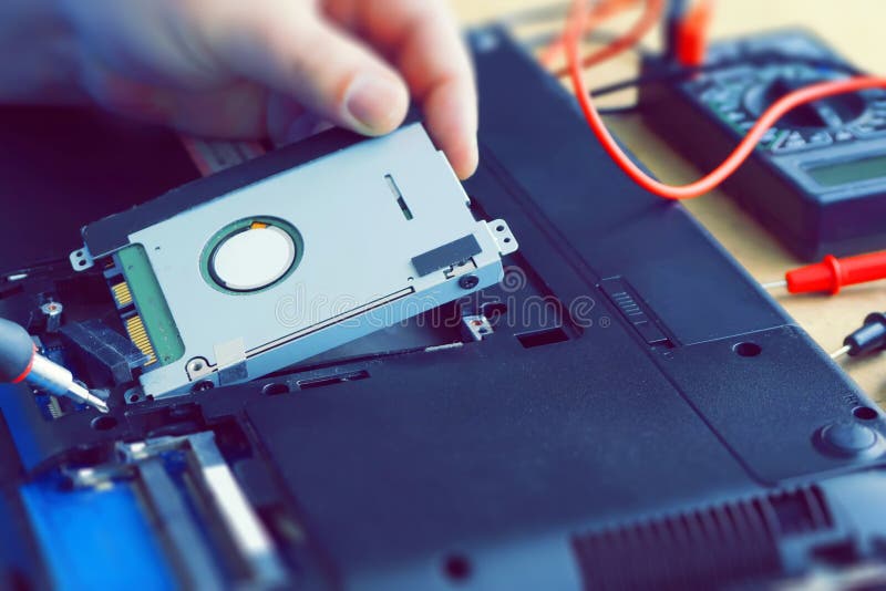 Laptop Computer Repair Hard Disk Replacement Diagnostics Stock Photo ...