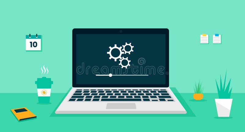 Laptop Computer Repair and Software Development Design. Laptop Desk ...