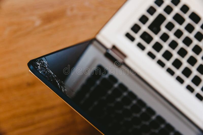 Laptop Computer Screen with Broken Glass by Accident Stock Image ...