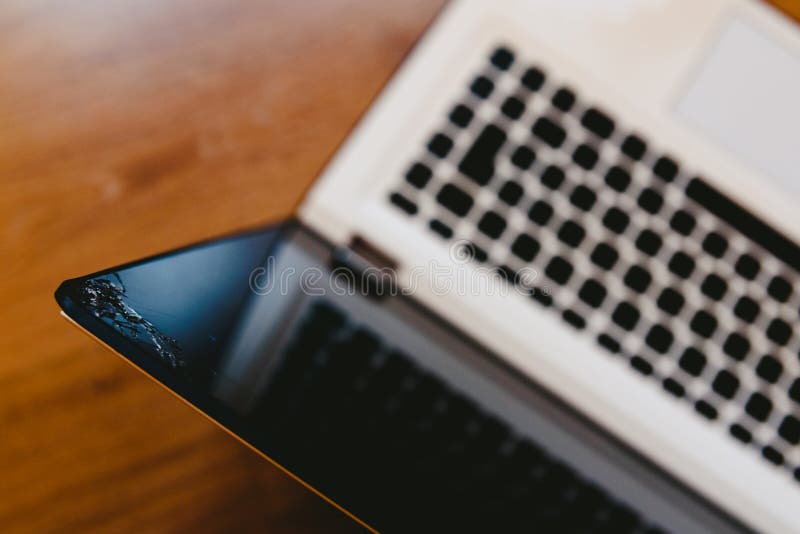 Laptop Computer Screen with Broken Glass by Accident Stock Photo ...