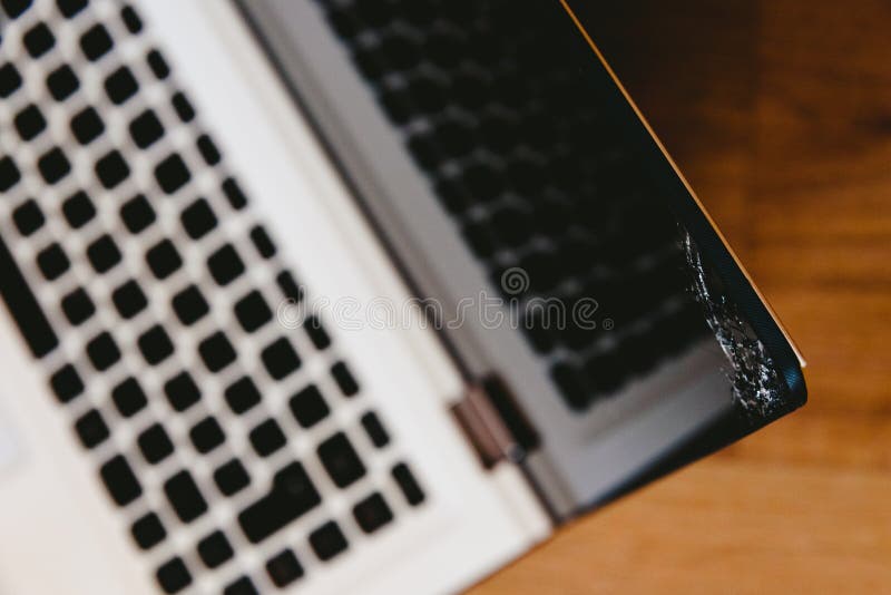A Monitor Screen Broken by a Blow, with Colored Lines Stock Image ...