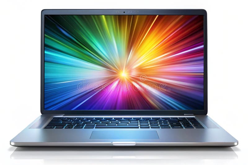 Laptop Computer Screen with Dynamic Color Effects Implying Speed and ...