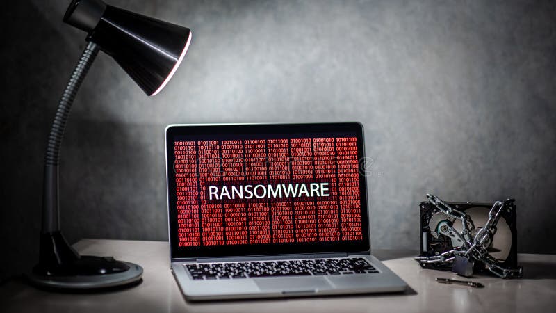 Laptop Computer Screen with Ransomware Attack Alert Stock Photo - Image ...