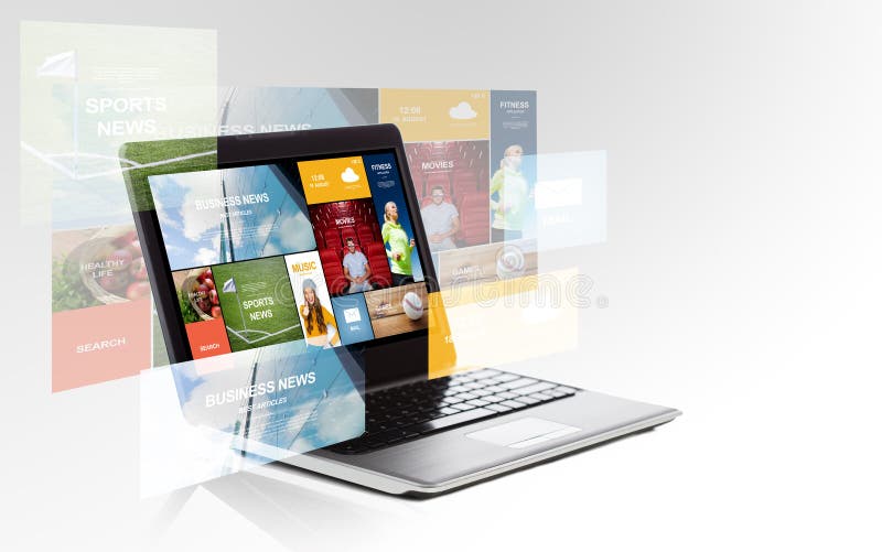 Laptop Computer with Screen Stock Illustration - Illustration of ...