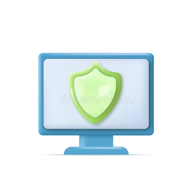 Laptop Computer with Security Shield Symbol. Vector Stock Vector ...