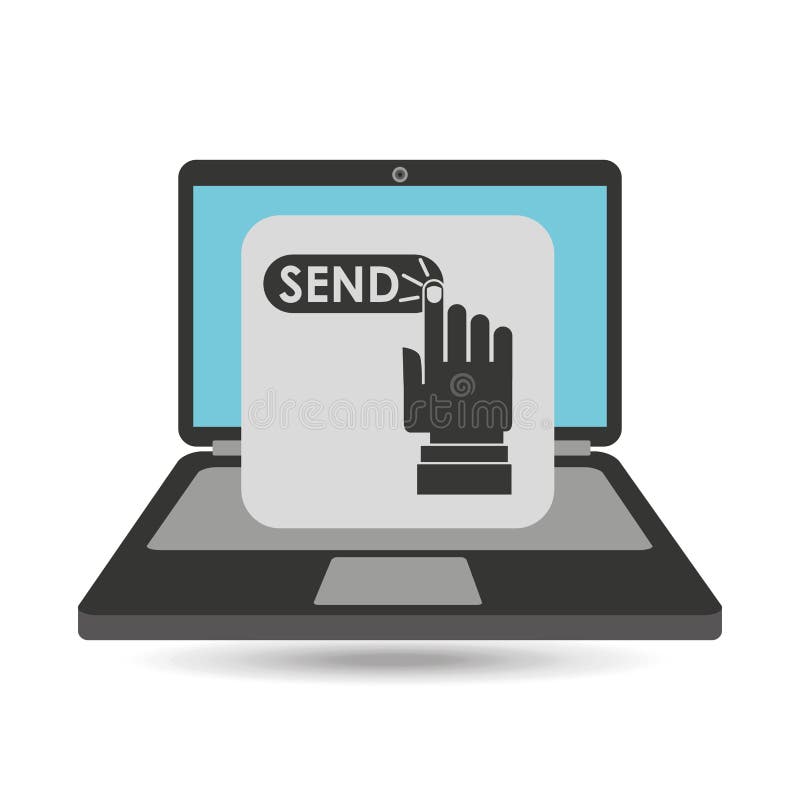 Laptop Computer Send Email Icon Stock Vector - Illustration of internet ...