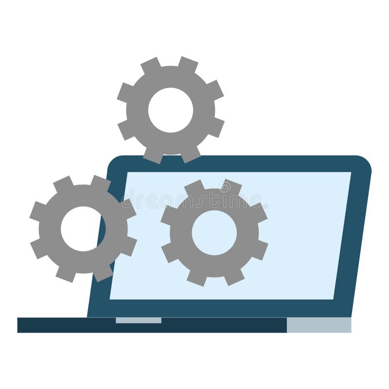 Laptop Computer Settings Gears Icon Stock Illustration - Illustration ...