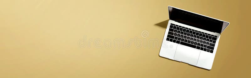 Laptop Computer with Shadow from Above Stock Photo - Image of brown ...