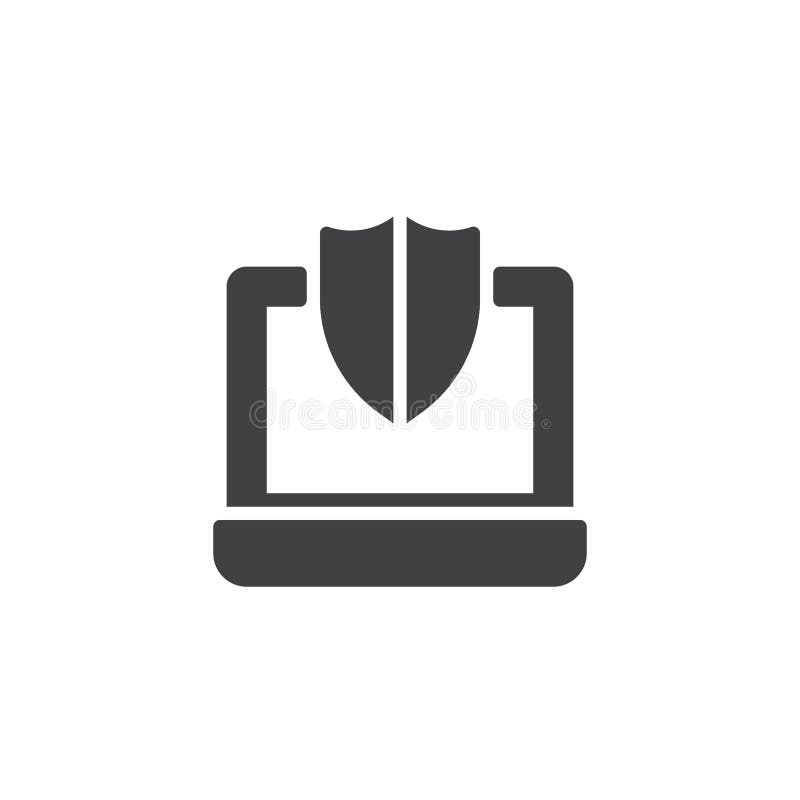 Laptop Computer with Shield Vector Icon Stock Vector - Illustration of ...