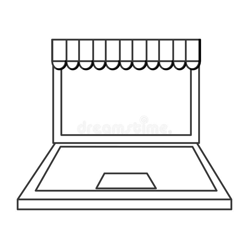 Laptop Computer Shopping Store Icon Stock Illustration - Illustration ...
