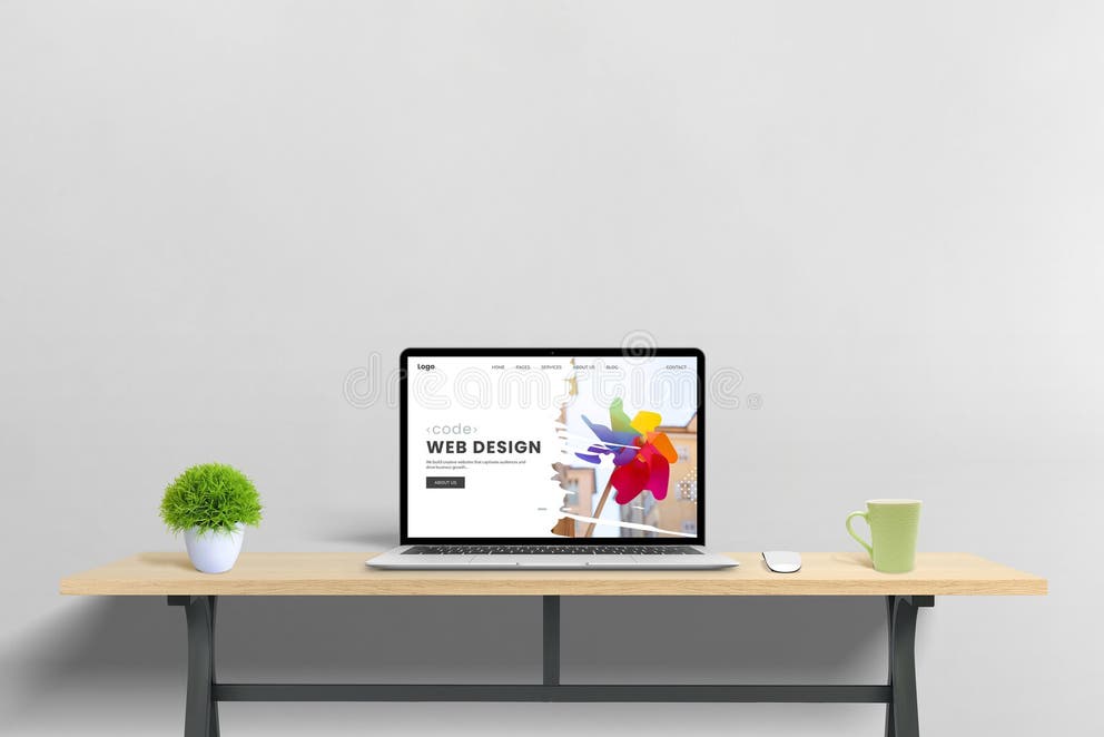 Laptop Computer Showcasing a Web Design Studio Page Presentation ...