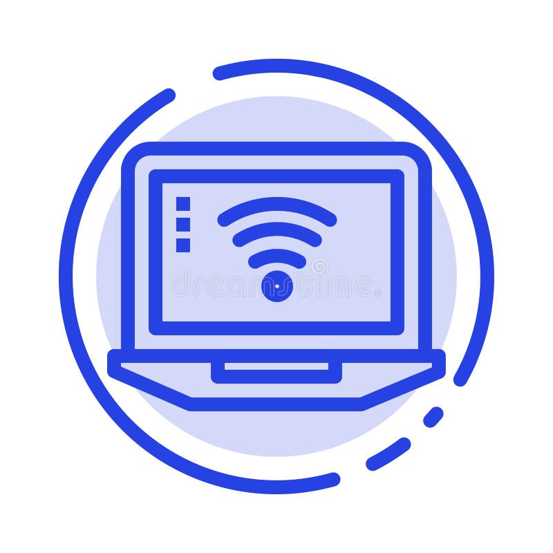 Laptop, Computer, Signal, Wifi Blue Dotted Line Line Icon Stock Vector ...