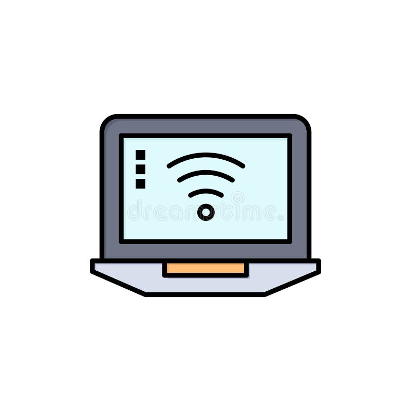 Laptop, Computer, Signal, Wifi Flat Color Icon. Vector Icon Banner ...