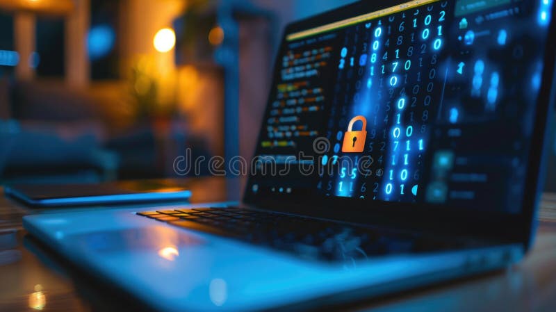 A Laptop Computer Sitting on a Table, Ready for Use Stock Illustration ...