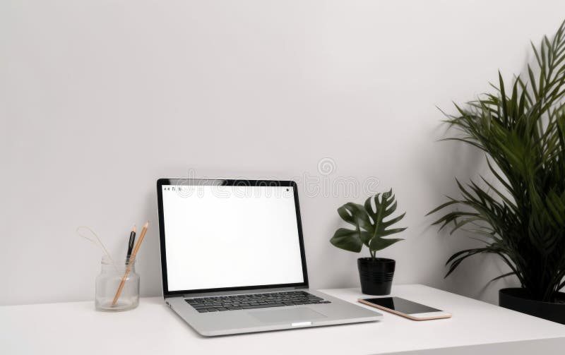 A Laptop Computer Sitting on Top of a White Desk. AI Generative Image ...