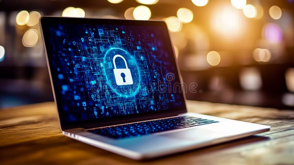 A Laptop Computer Sitting on Top of a Wooden Table, Displaying an Image ...