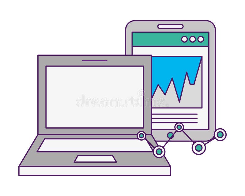 Computer with Statistics Bars Showing Growth on the Screen Stock Vector ...