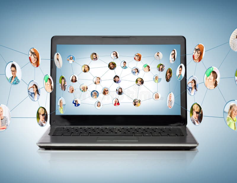 Computer Social Network Connection Icon Stock Vector - Illustration of ...