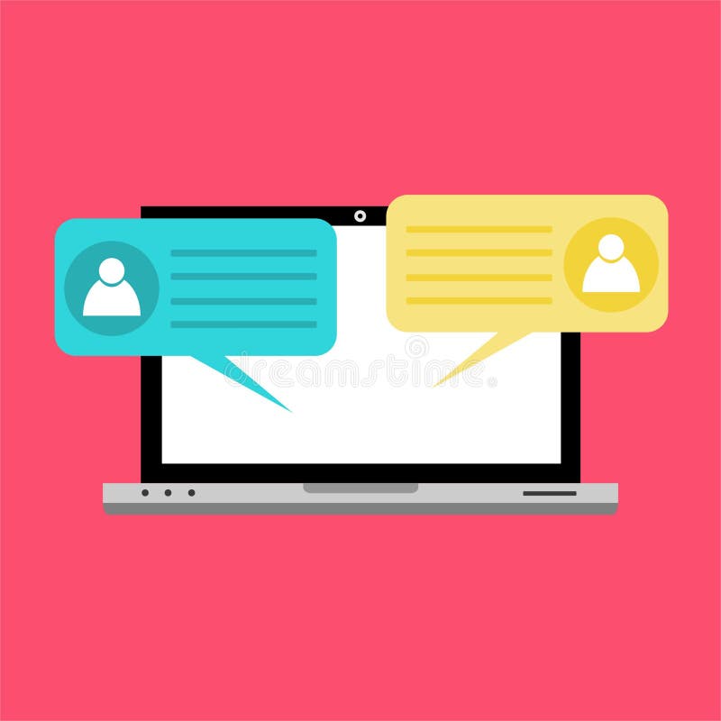 Laptop Computer with Speech Bubble Stock Vector - Illustration of ...