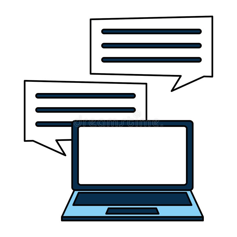 Laptop Computer Speech Bubble Stock Illustration - Illustration of ...