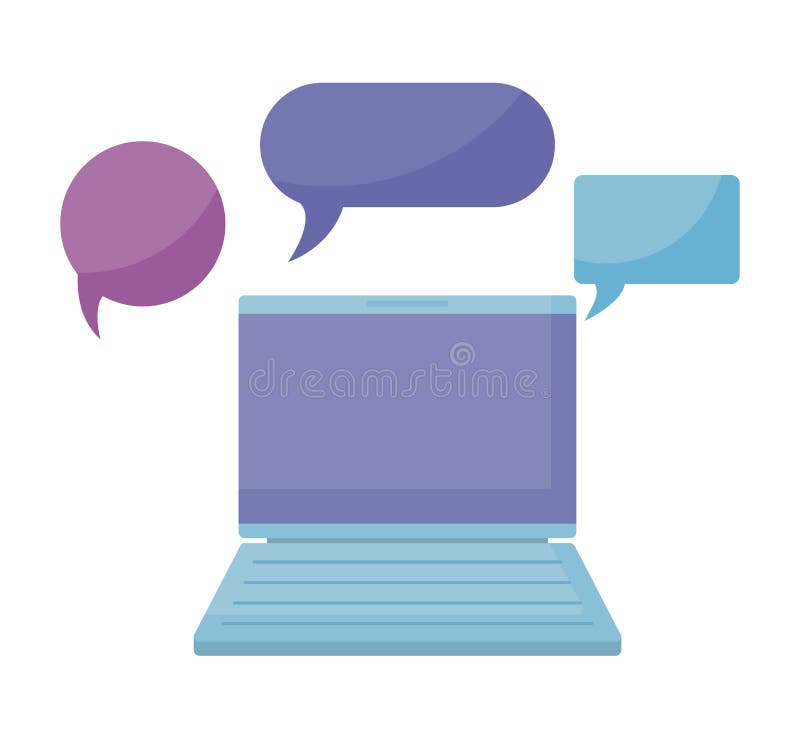 Laptop Computer with Speech Bubbles Stock Vector - Illustration of ...