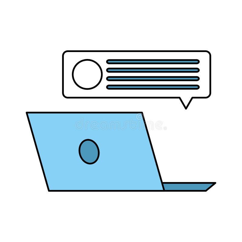 Laptop Computer with Speech Bubbles Stock Vector - Illustration of ...
