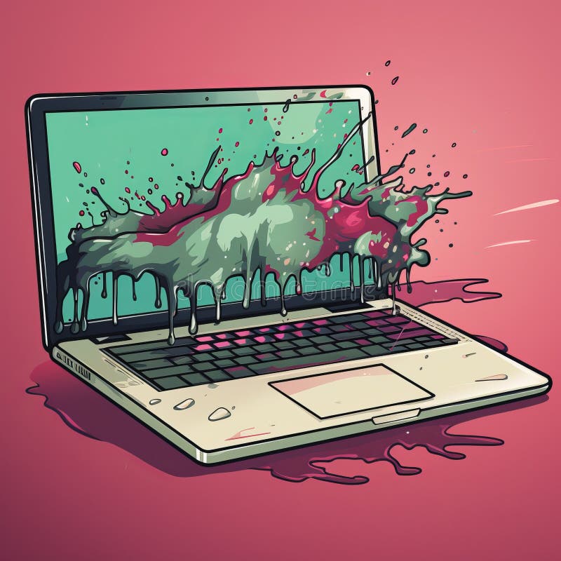 A Laptop Computer with a Splash of Paint on it Stock Photo - Image of ...