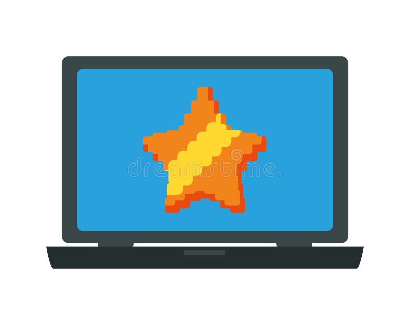 Laptop computer with star stock vector. Illustration of computer ...