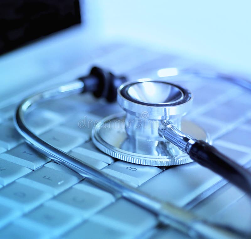 Medical Laptop and Stethoscope Stock Photo - Image of modern, email ...