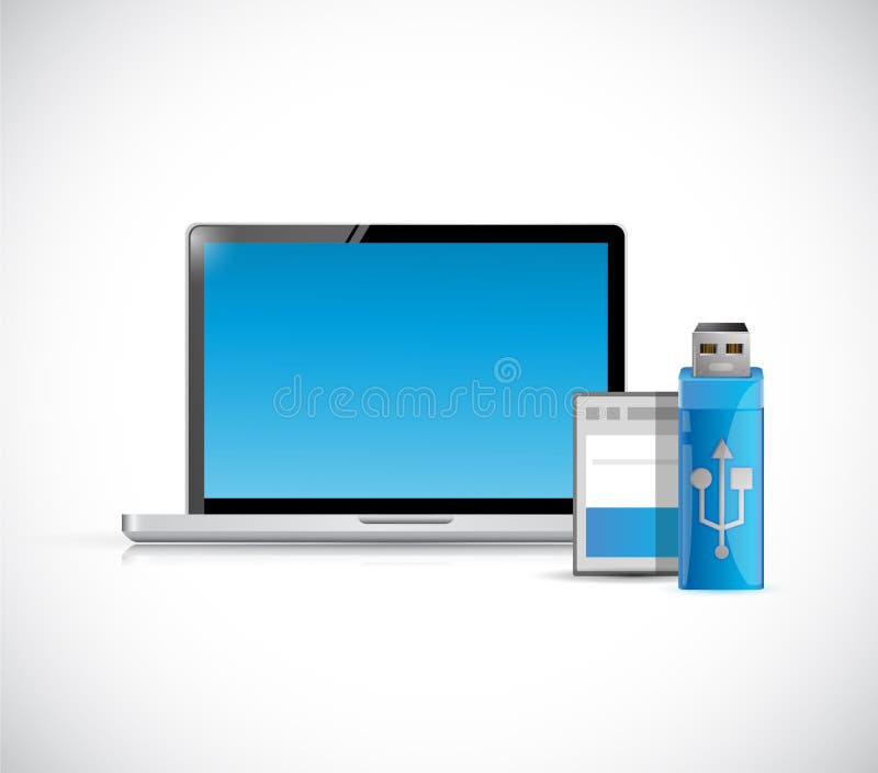 Laptop Computer and Storage Objects Illustration Stock Illustration ...