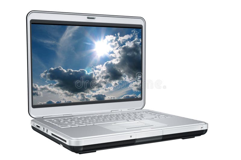Laptop Computer with Sun Shine Stock Illustration - Illustration of ...