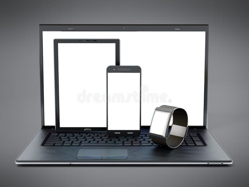 Laptop Computer, Tablet Pc, Smartphone and Smartphone. 3D Illustration ...