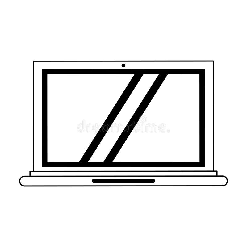 Laptop Computer Technology in Black and White Stock Vector ...