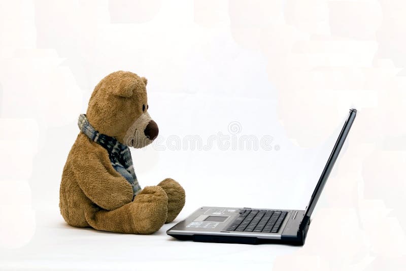 LAPTOP COMPUTER and TEDDY BEAR Stock Photo - Image of object, childhood ...