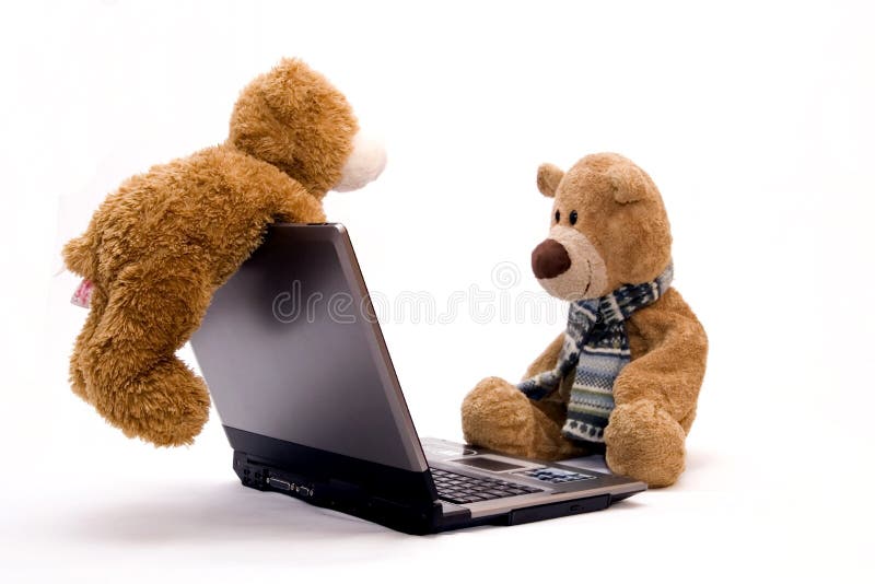 LAPTOP COMPUTER and TEDDY BEAR Stock Photo - Image of business ...
