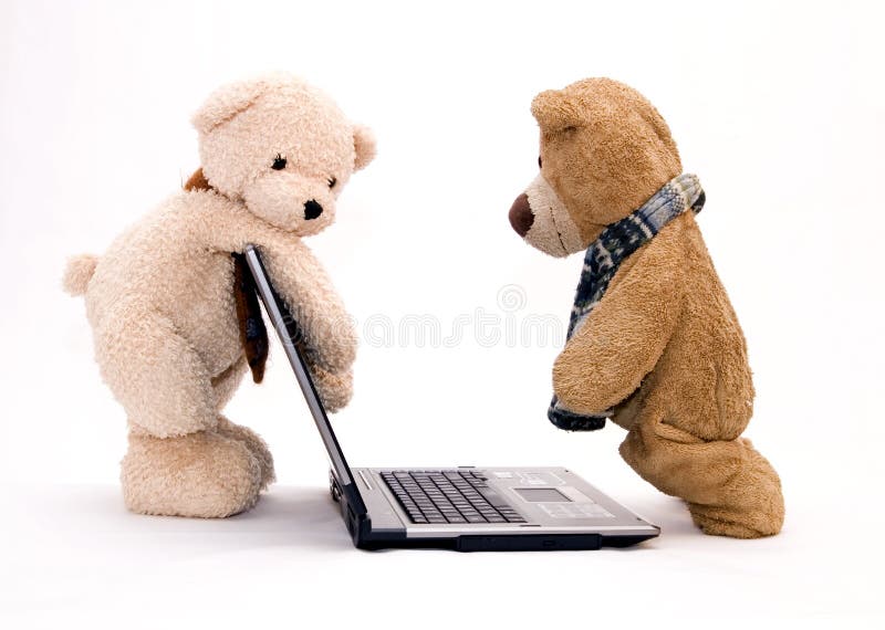LAPTOP COMPUTER and TEDDY BEAR Stock Image - Image of isolated ...