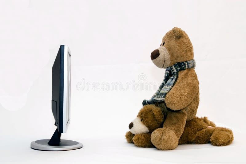 LAPTOP COMPUTER and TEDDY BEAR Stock Image - Image of fluff, teddybear ...