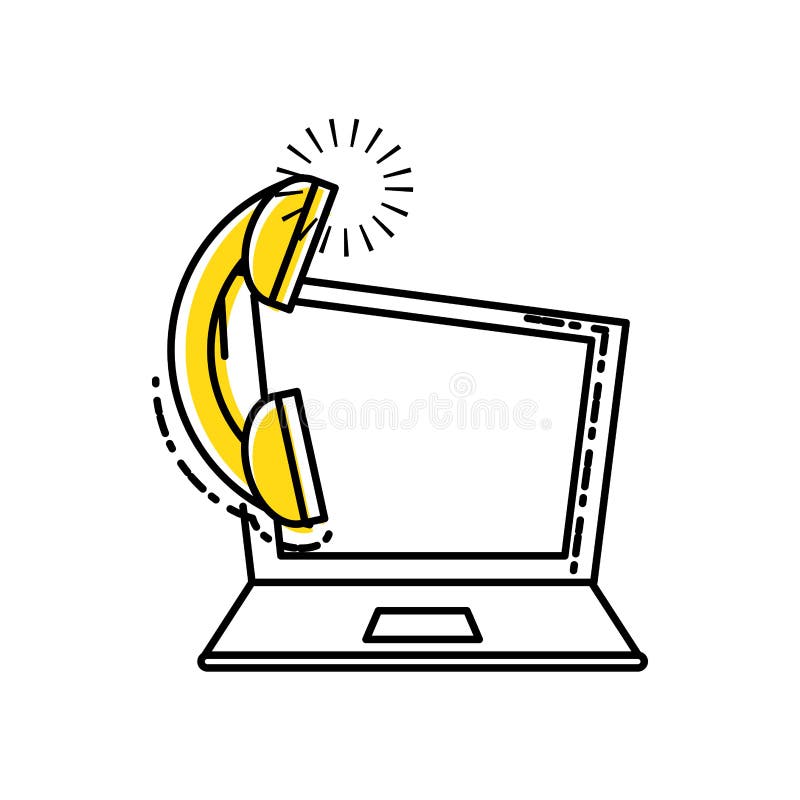 Laptop Computer with Telephone Service Stock Vector - Illustration of ...