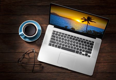 Laptop Computer Travel Business Holiday Vacation Stock Photo - Image of ...
