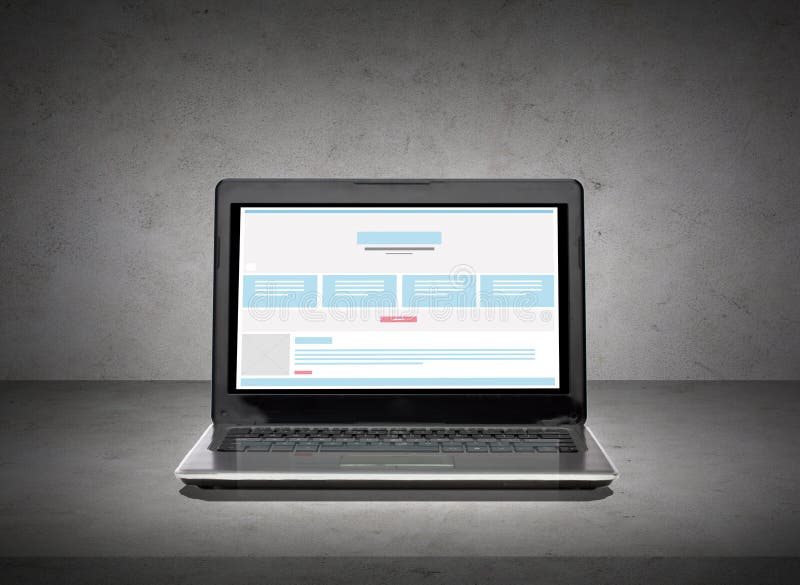 Laptop Computer with Web Design Template on Screen Stock Image - Image ...